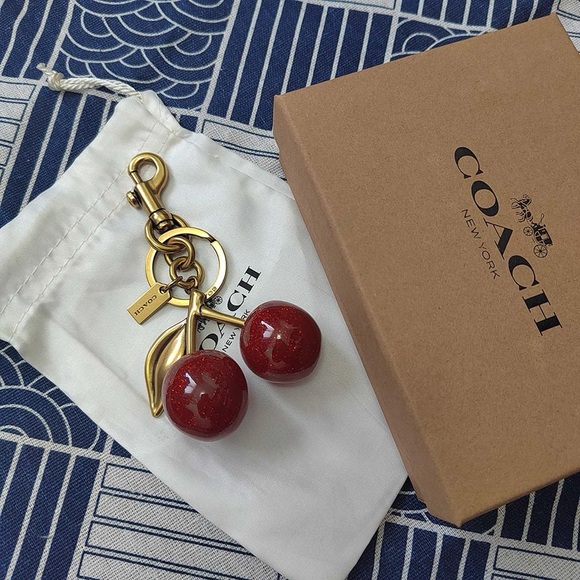 Coach | Accessories | Coach Cherry Bag Charm Keychain Brassred Cherry ...